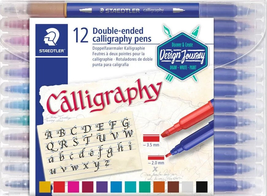 STAEDTLER DOUBLE-ENDED CALLIGRAPHY PENS 12 ASSORTED COLOURS – Athena ...